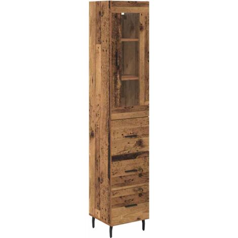 Highboard，Sideboard Old Wood 34.5 x 34 x 180 cm Engineered Wood CFW504474
