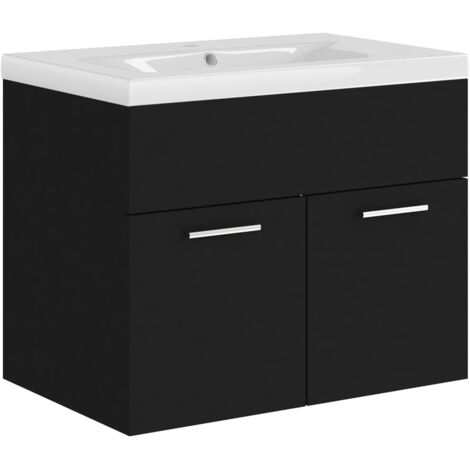 Sink Cabinet with Built-in Basin Black Engineered Wood CFW73070