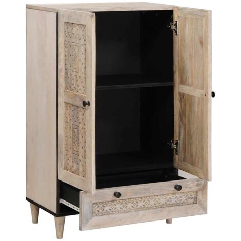 Highboard with Drawer White 60 x 33 x 100 cm Solid mango wood CFW12290