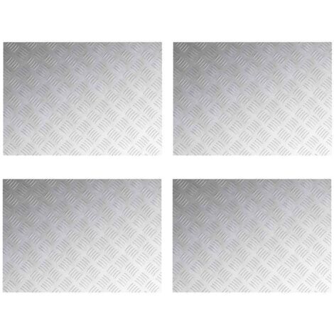 Checker Plates 4 pcs Silver 70 x 50 cm Aluminium CFW436233