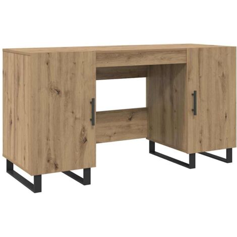 Desk with Shelf Artisan oak 140 x 50 x 75 cm Engineered wood CFW351308