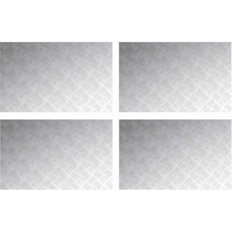 Checker Plates 4 pcs Silver 80 x 50 cm Aluminium CFW804091