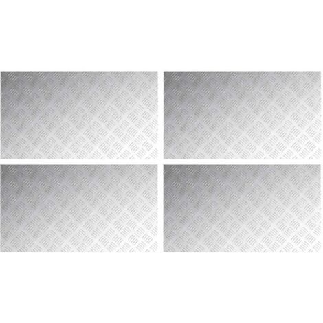 Checker Plates 4 pcs Silver 90 x 50 cm Aluminium CFW265223