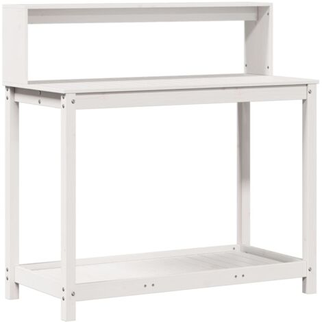 Potting Table with Shelves White 108x50x109.5 cm Solid Wood Pine CFW907150