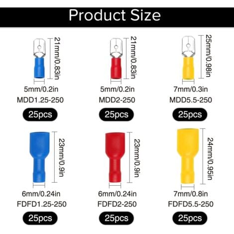 150-teiliges Kabelschuh-Set für elektrische Crimp-Stecker, isolierte ...