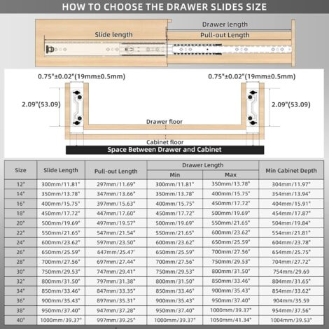 Schwerlast-Schubladenschienen, Tragkraft bis 120 kg, ohne Schloss, Auszug 650 mm, 1 Paar (2 Stück)