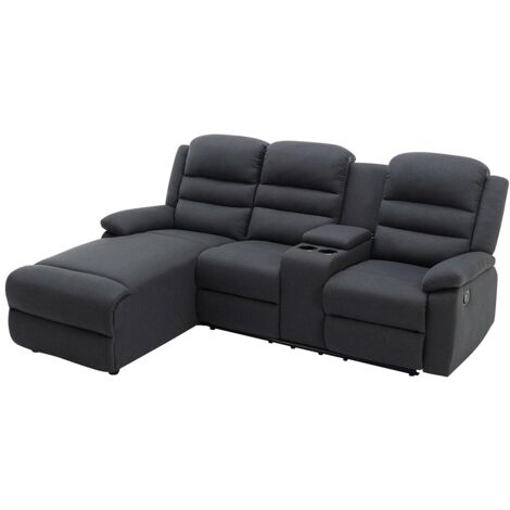 Canapé d'angle gauche relax en tissu anthracite MACEDONIA