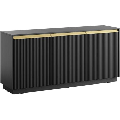 Buffet avec 3 portes en MDF - Noir et doré - POSINIA de Pascal MORABITO