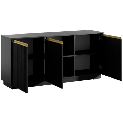 Buffet avec 3 portes en MDF - Noir et doré - POSINIA de Pascal MORABITO