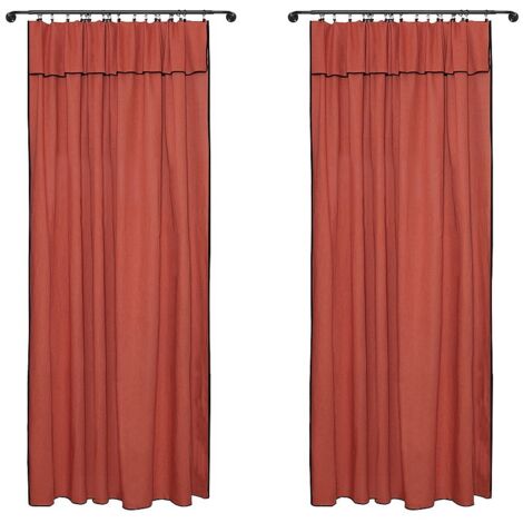 Lot de 2 rideaux en coton et lin - L. 140 x H. 280 cm - Terracotta - BORINA