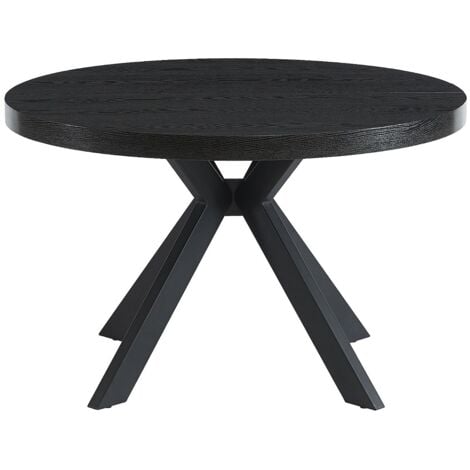 Table à manger extensible 4 à 8 personnes en MDF et acier - Noir - KOMONI