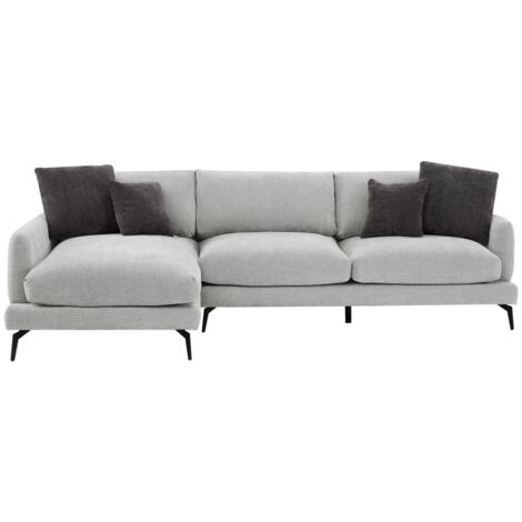 Canapé d'angle gauche en tissu texturé gris clair ROCALTA