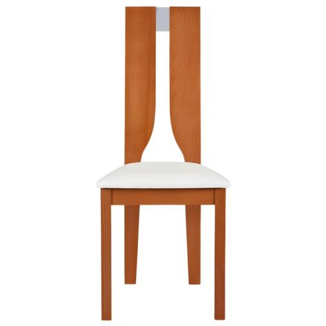 Lot de 6 chaises SILVIA - Hêtre massif - Merisier & Blanc