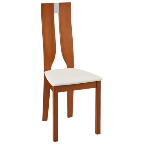 Lot de 6 chaises SILVIA - Hêtre massif - Merisier & Blanc