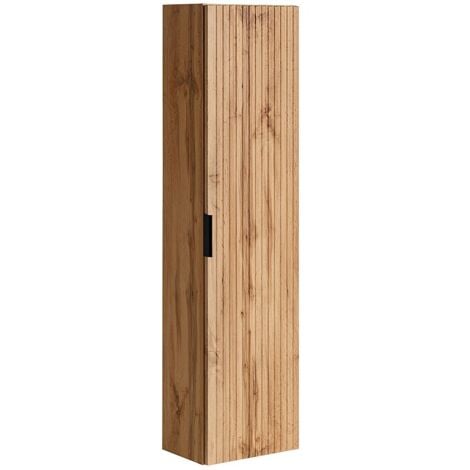Colonne de salle de bain suspendue striée - Naturel clair - H140 cm - ZEVARA