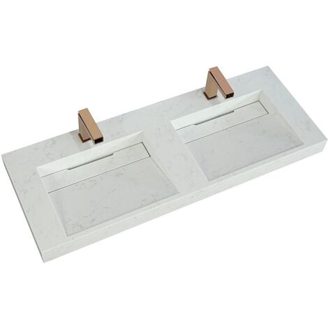 Vente-Unique – Vasque suspendue double en solid surface effet marbre ...