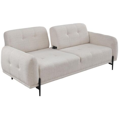 Canapé 3 places dossier avance-recule en tissu texturé blanc ivoire GOJARO
