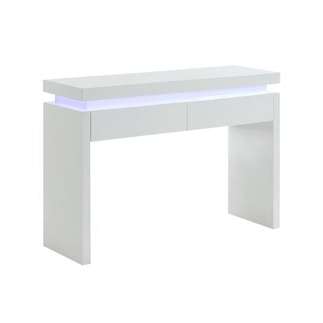 Console EMERSON II - LEDs - 2 tiroirs - MDF laqué blanc