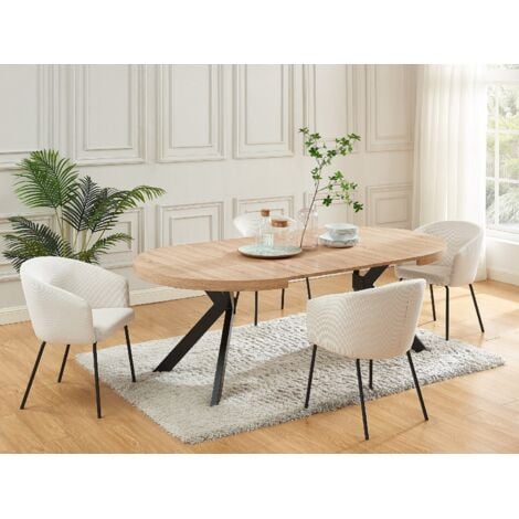 Table à manger extensible 4 à 8 personnes en MDF et acier - Naturel ...