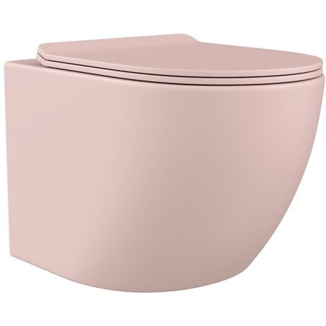 WC suspendu rose mat en céramique sans bride - JAVOINE