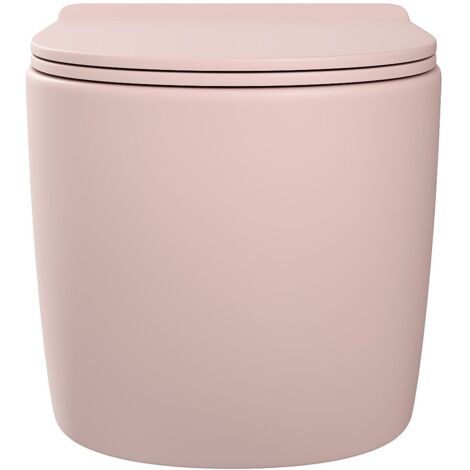 WC suspendu rose mat en céramique sans bride - JAVOINE