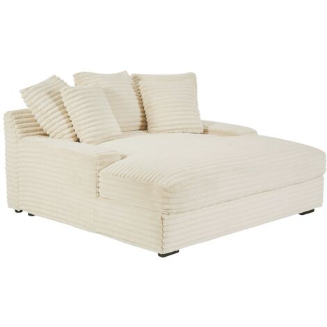 Méridienne 2 places en velours côtelé grosses côtes beige ESARTO de ...