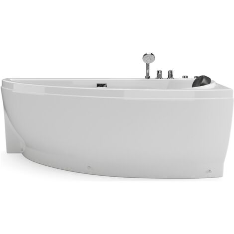 Baignoire balnéo asymétrique blanche - 1 place - 160 x 75 cm - Angle droit - TABANA