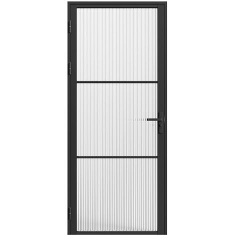 Bloc porte réversible en aluminium et verre texturé - H204 x L93 cm ...