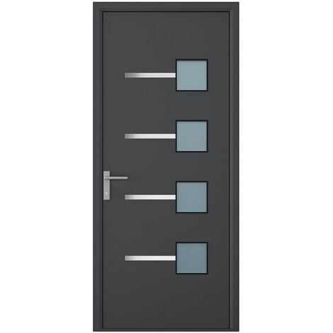 Porte d'entrée en aluminium H218 x L96 cm anthracite - poussant droit - AMARES