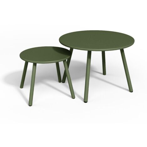 Tables gigognes de jardin en métal - Kaki - MIRMANDE de MYLIA