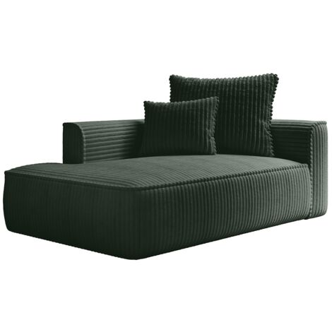 Méridienne gauche en velours côtelé grosses côtes vert PINETA