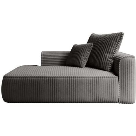 Méridienne gauche en velours côtelé grosses côtes gris anthracite PINETA