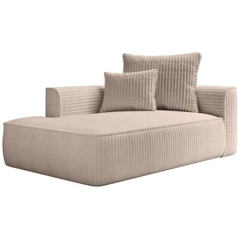 Méridienne gauche en velours côtelé grosses côtes taupe PINETA