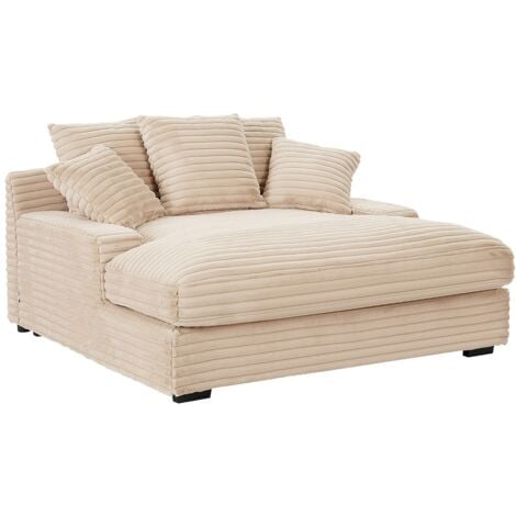 Méridienne 2 places en velours côtelé grosses côtes vieux rose ESARTO ...