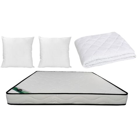 Pack literie 160 x 200 cm matelas mousse et coutil bambou ép.15cm ...