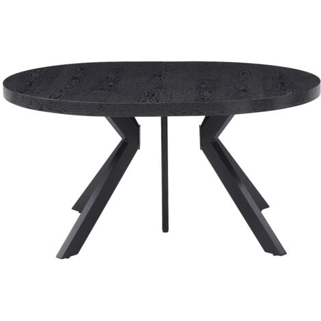 Table à manger extensible 6 à 12 couverts en MDF et acier - Noir - KOMONI