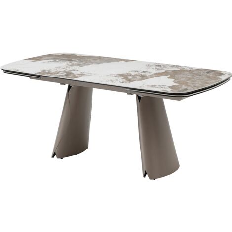 Table à manger extensible 6 à 10 personnes en céramique, verre trempé ...