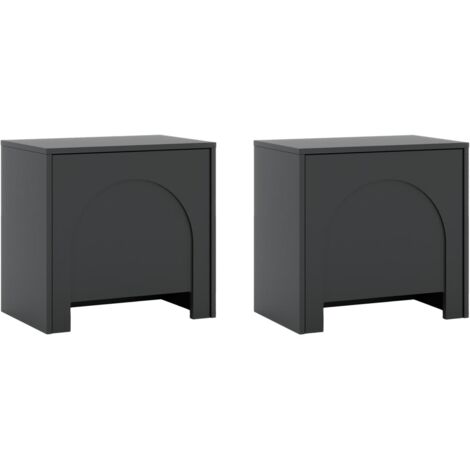2er-Set Nachttische mit 1 Tür - Schwarz - DELANYA
