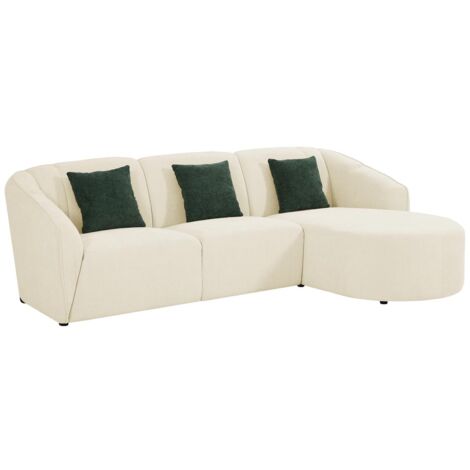 Ecksofa - Ecke rechts - Strukturstoff - Beige - NETOMIA