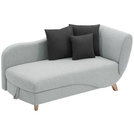 Recamiere mit Schlaffunktion & Stauraum - linksseitig - Stoff - Hellgrau - PENELOPE