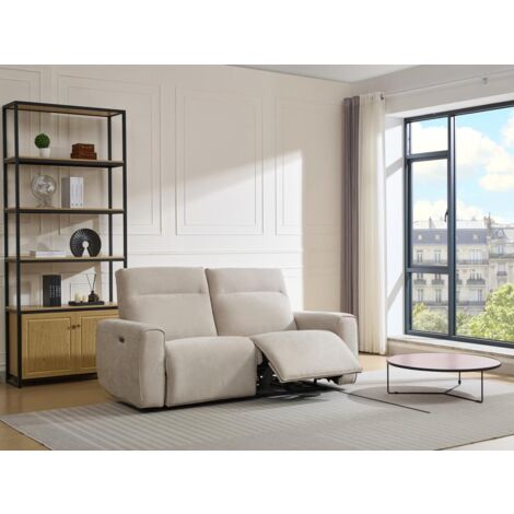 Relaxsofa elektrisch 3-Sitzer - Stoff - Beige - LORGITA