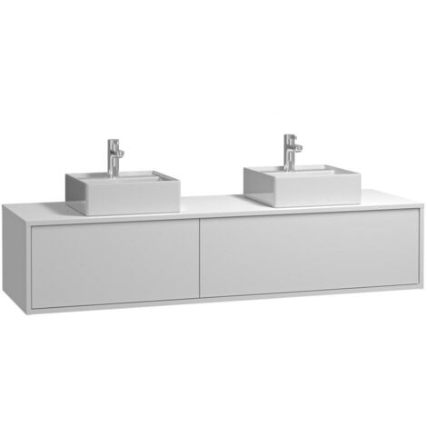 Mueble de baño flotante blanco con doble lavabo - L150 cm - ISAURE II