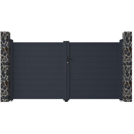 Portón de aluminio color antracita NAZARIO - Ancho 300 x Alt. 158 cm