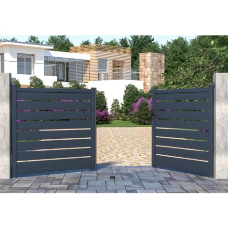 Portón de aluminio color antracita PRIMO - Ancho 350 x Alt. 158 cm