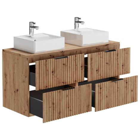 Mueble flotante bajo lavabo - Natural claro - Ancho 120 cm - ZEVARA