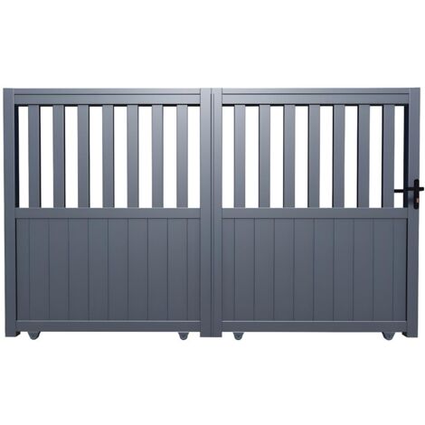 Portón eléctrico corredera aluminio calado Ancho 343 x Alt. 149 cm ...