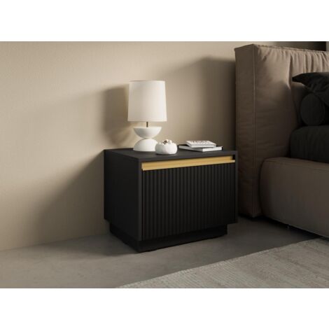 Mesita de noche 1 cajón - MDF - Negro y dorado - POSINIA de Pascal Morabito