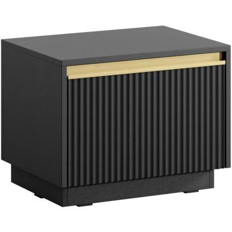 Mesita de noche 1 cajón - MDF - Negro y dorado - POSINIA de Pascal Morabito
