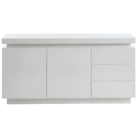 Aparador EMERSON II - LEDs - 2 puertas y 3 cajones - MDF lacado blanco