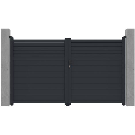 Portón batiente eléctrico de aluminio persiana Ancho 305 x Alt. 181 cm ...